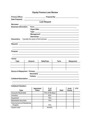 Equity finance loan form application | PDF