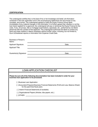 Equity finance loan form application | PDF