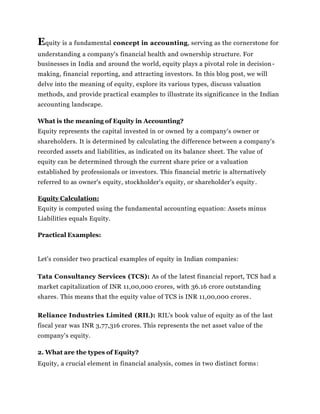 Equity in Accounting: Meaning, Types, & Practical Examples | Academy ...