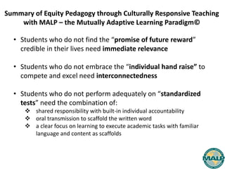 Equity pedagogy through culturally responsive teaching with MALP ...