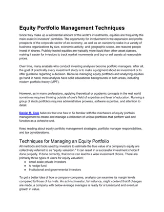 Bubba’S Equity Portfolio Management – NQFLWV