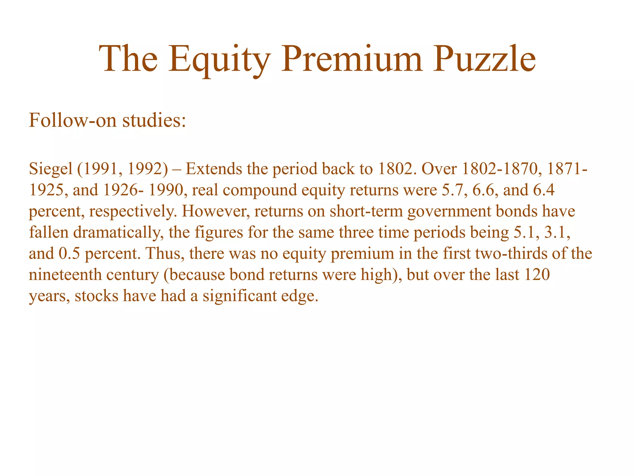 equity premium puzzle slides 2020-2021 U30273 ...