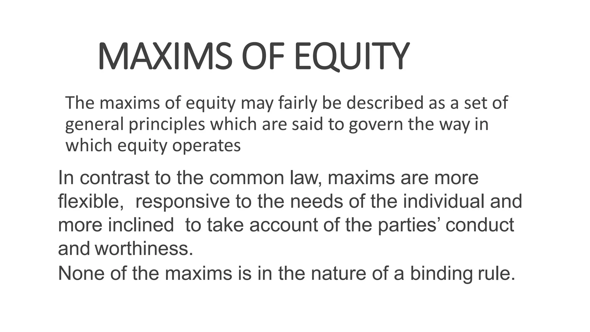 Equity law ,its development and maxims presentation | PDF