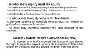 Equity law ,its development and maxims presentation | PDF