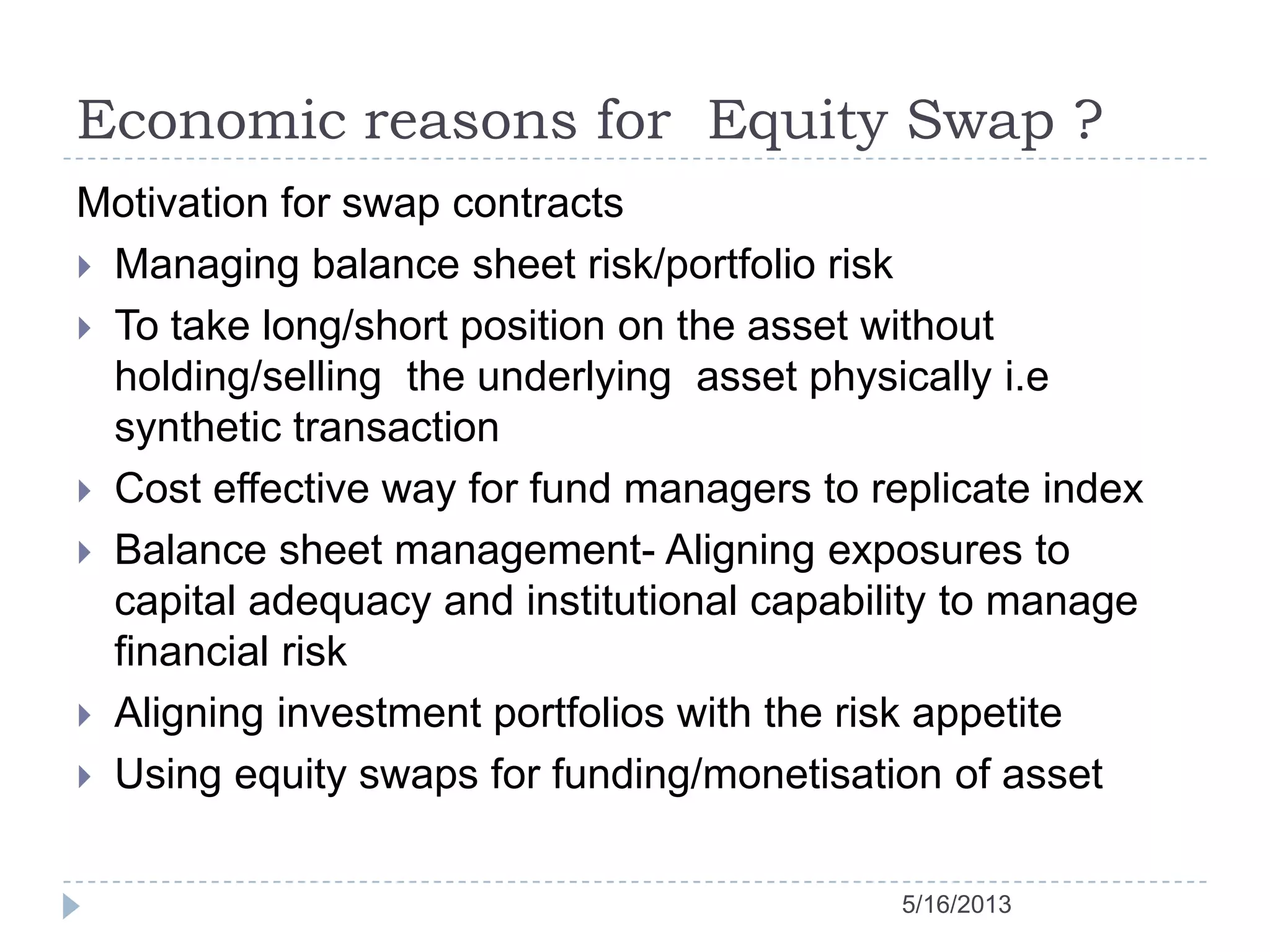 Equity swaps ppt | PPTX