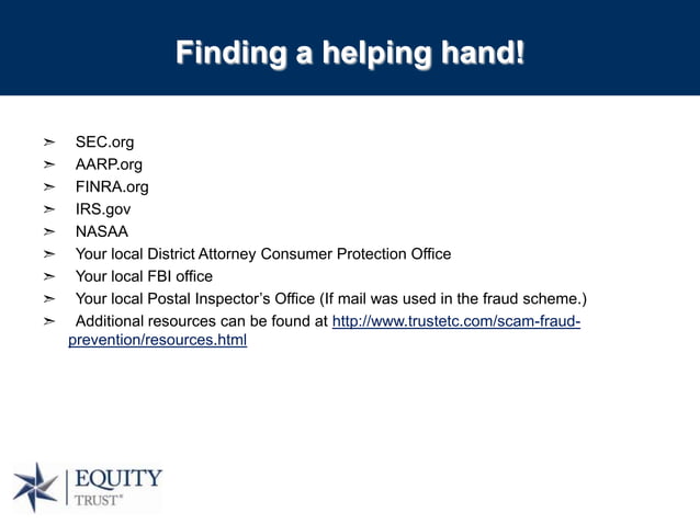 Equity Trust Company Scam & Fraud Awareness | PPT