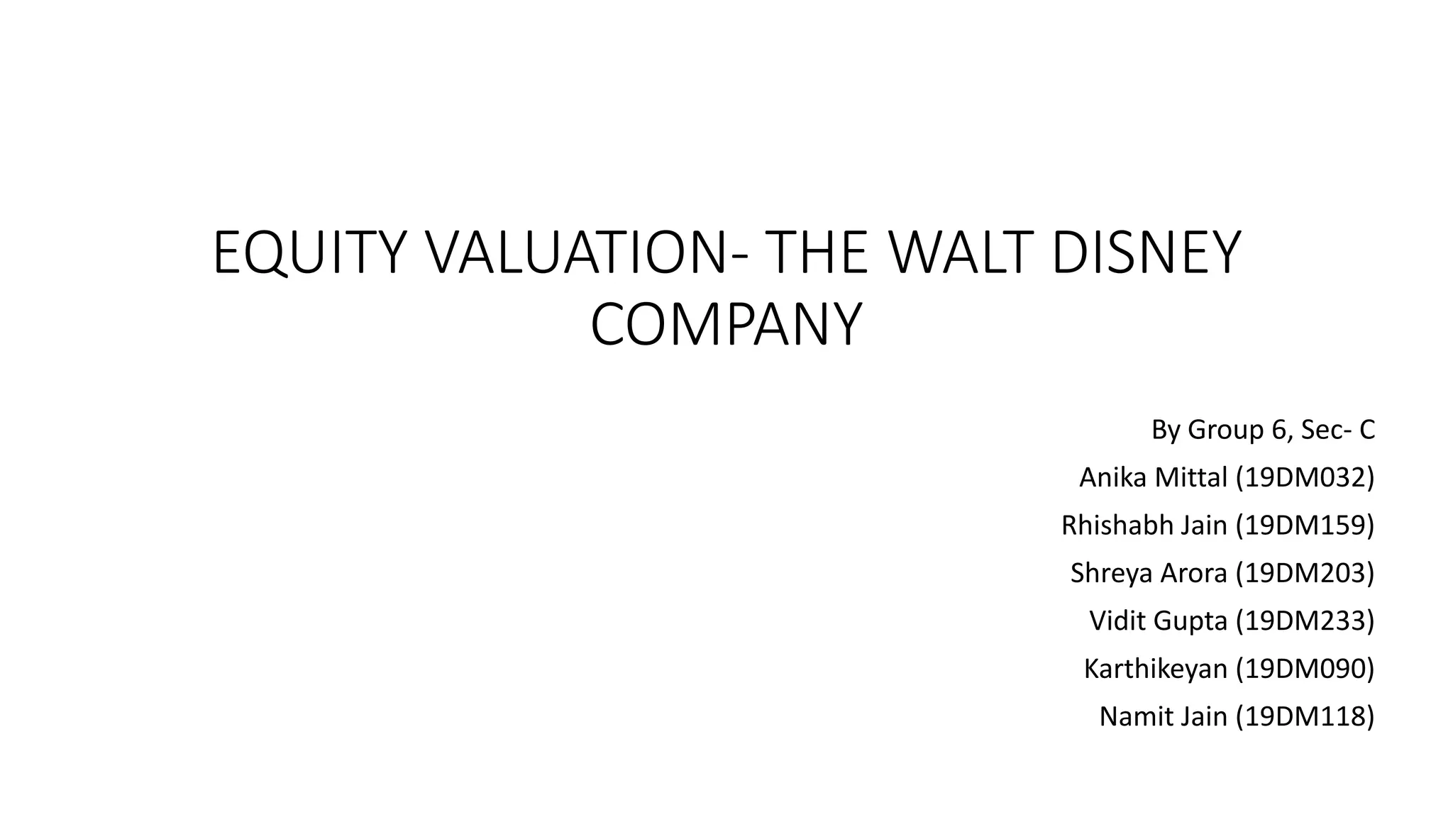 Equity valuation of the Walt Disney company | PPT