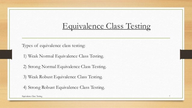 Equivalence Class Testing