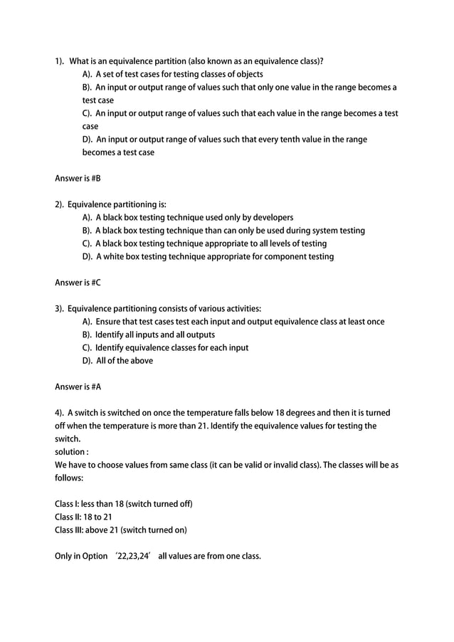 Equivalence partitioning | PDF | Databases | Computer Software and Applications