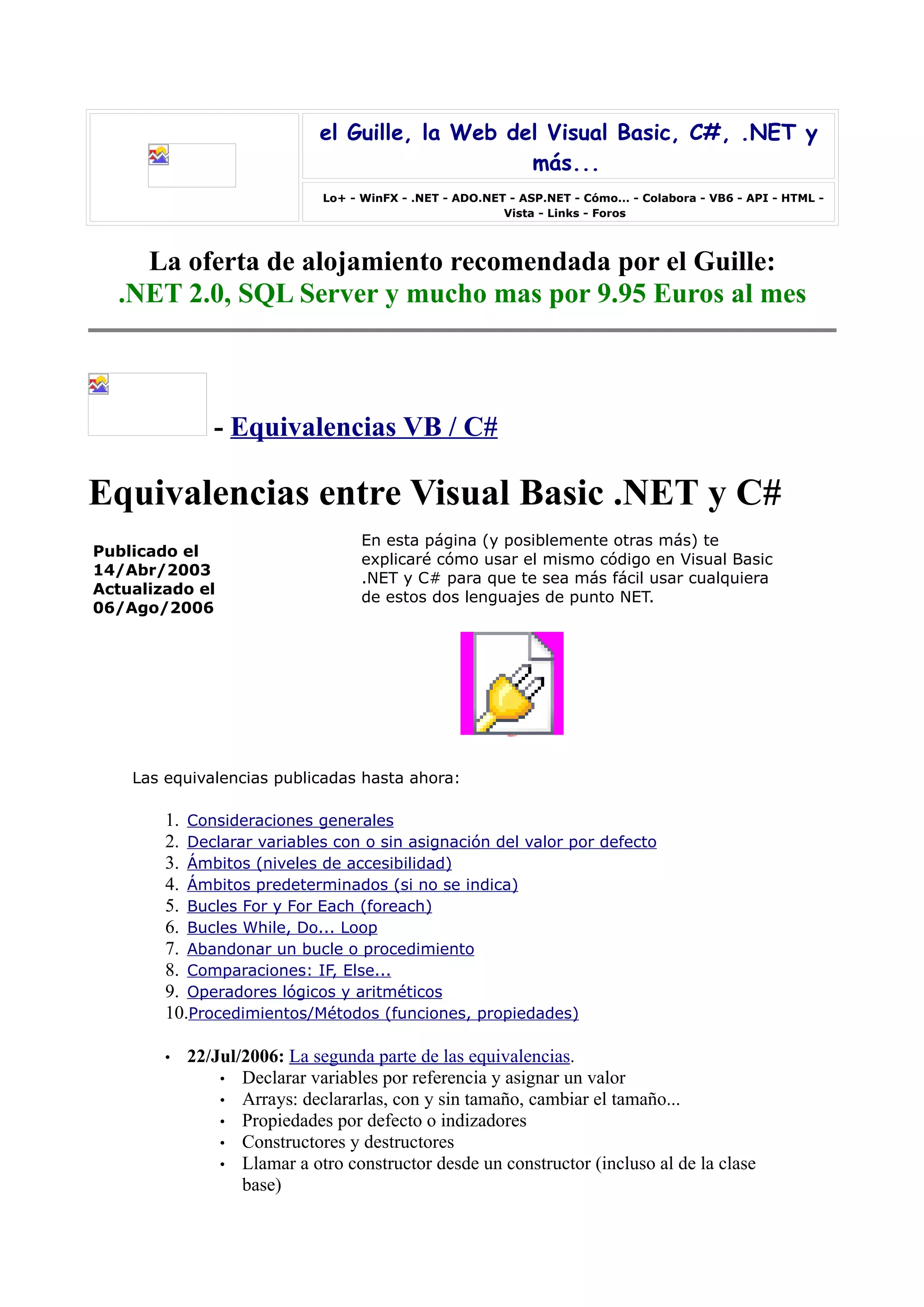 Equivalencias Vb Net Y C | PDF