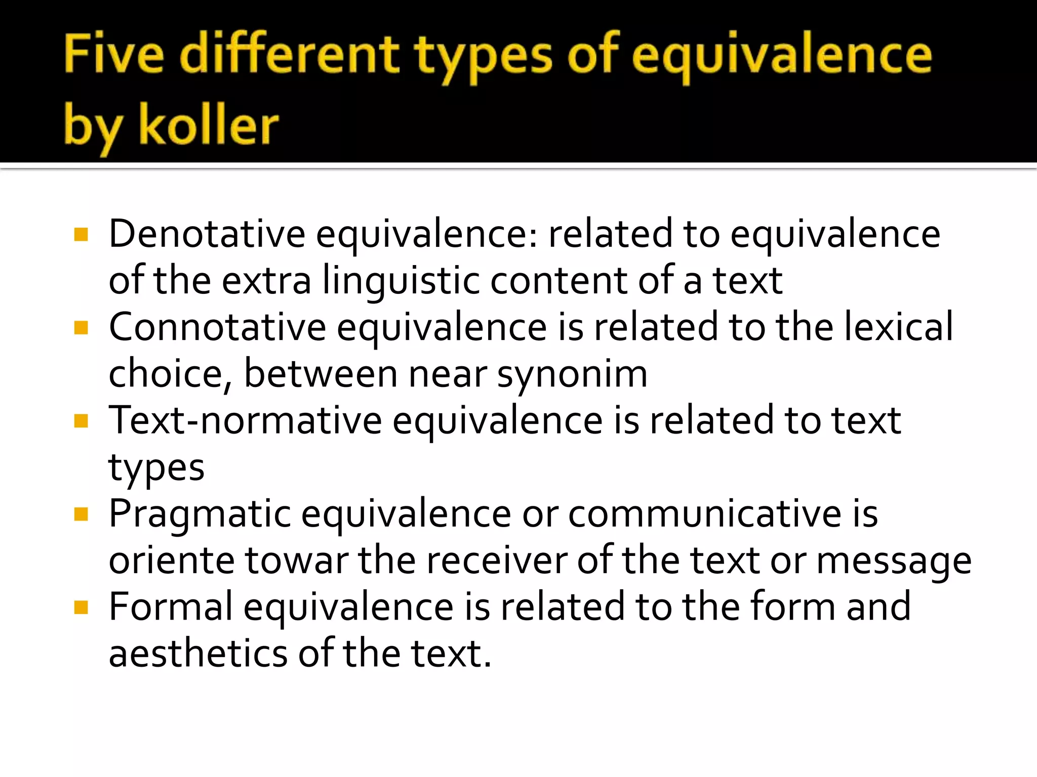 Equivalency in translation studies | PPTX