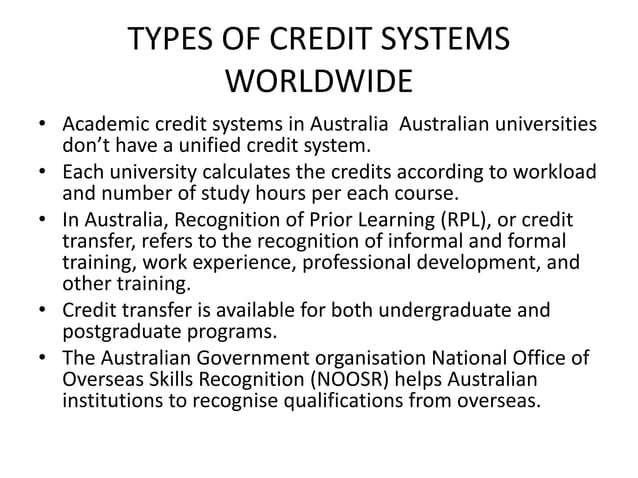 Equivalency of courses transcripts, credit system | PPTX
