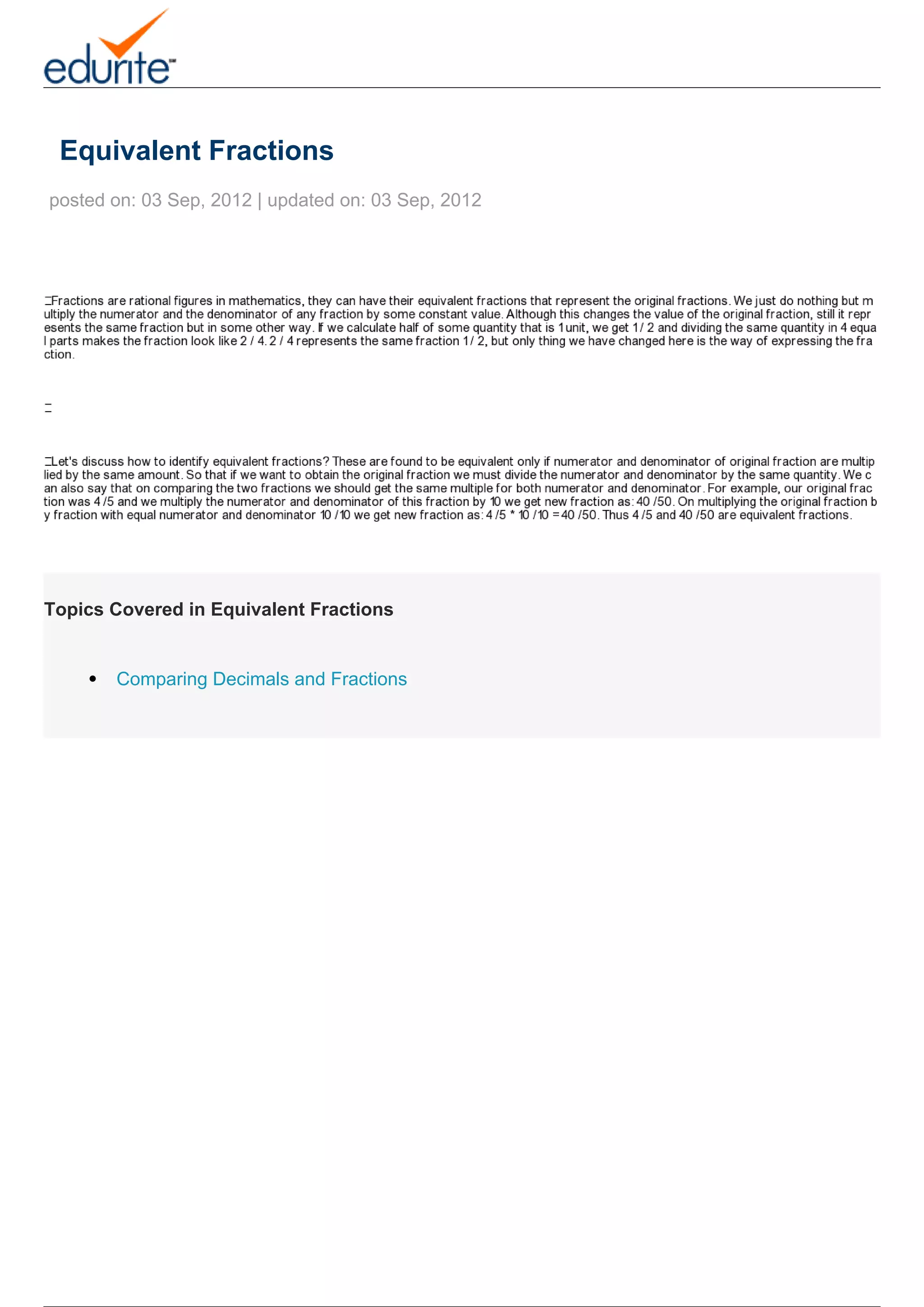 Equivalent Fractions | PDF