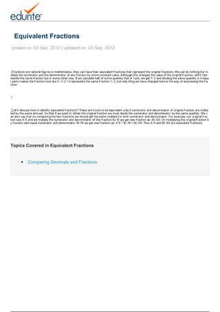 Equivalent Fractions | PDF