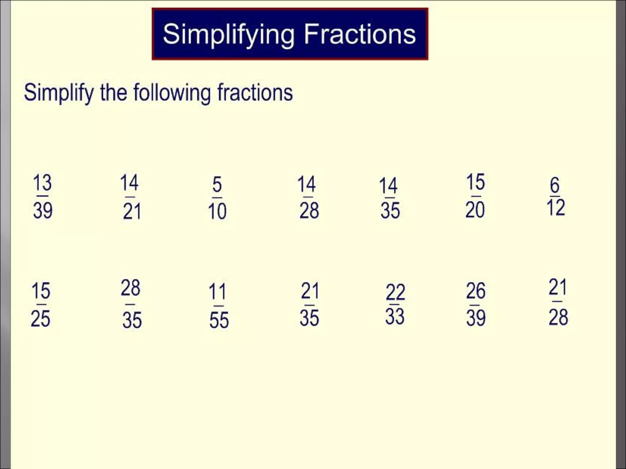 Equivalent Fractions & Simplifying Fractions | PPT