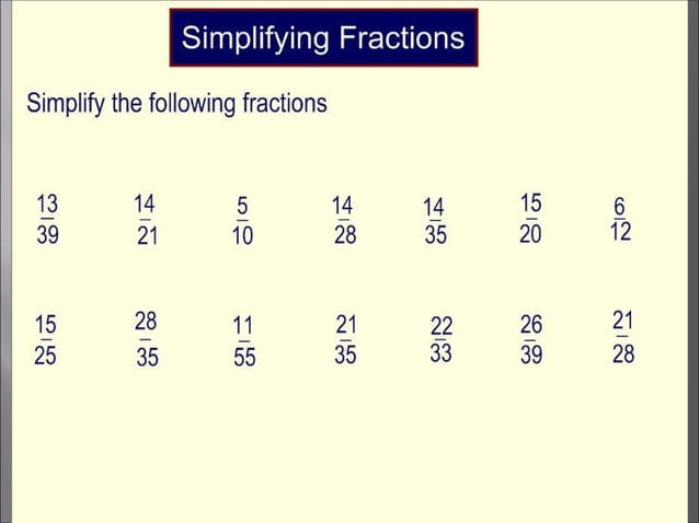 Equivalent Fractions & Simplifying Fractions | PPT