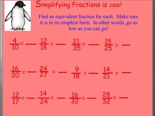 Equivalent Fractions & Simplifying Fractions | PPT