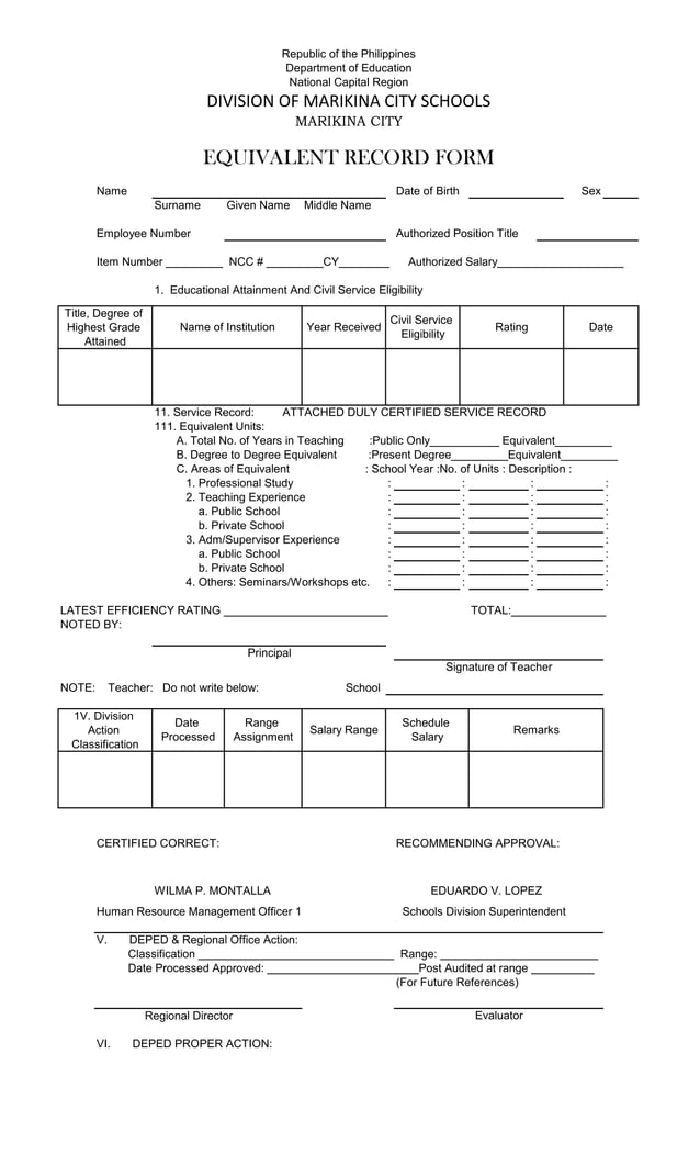 Equivalent record form | XLSX