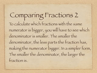 Equivalent, simplifyng and comparing fractions | KEY
