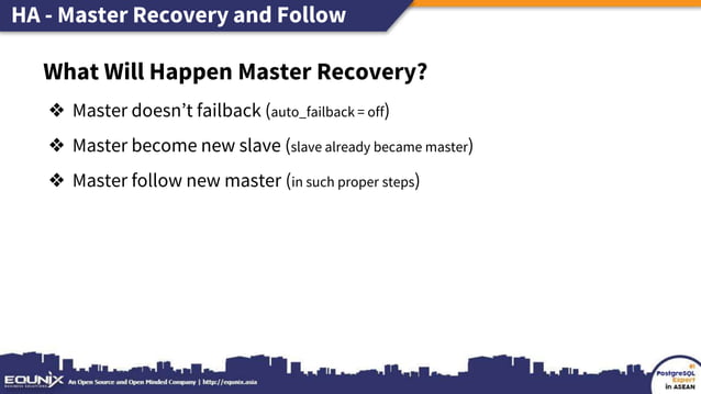 High Availability And Disaster Recovery In Postgresql Equnix Ppt