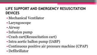 RESUSCIATION EQUIPMENTS IN INTENSISIVE CARE UNITS | PPTX