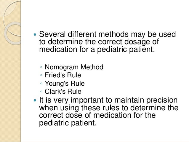 Dose Calculation Methods For Pediatric Patients
