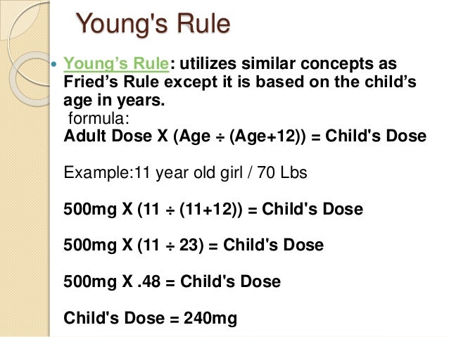 Dose Calculation Methods For Pediatric Patients