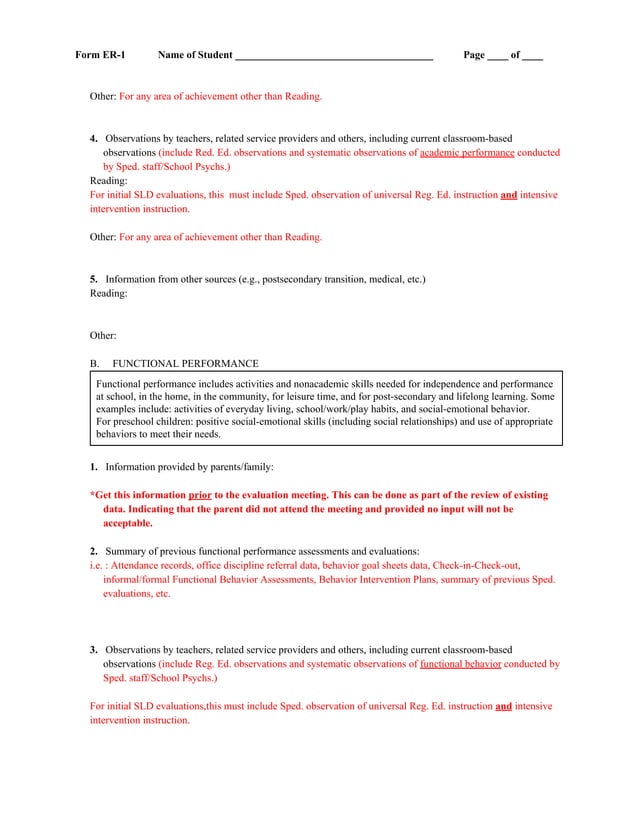 Er 1 evaluationreportannotated-2 | PDF | Special Education | Education