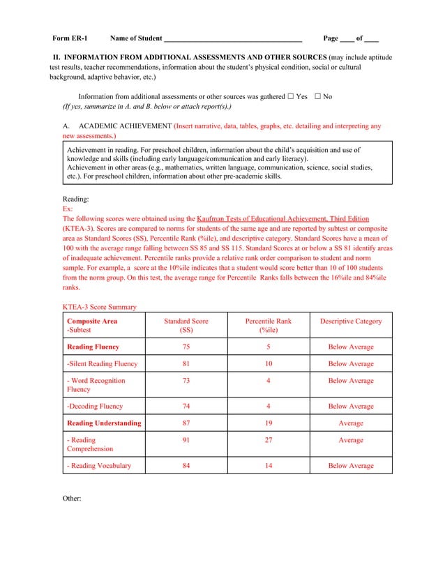 Er 1 evaluationreportannotated-2 | PDF | Special Education | Education