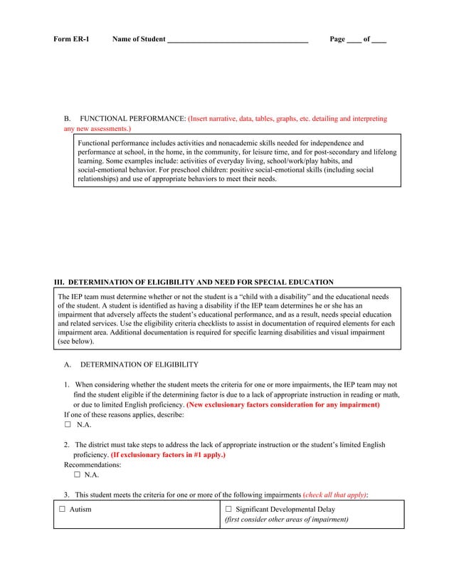 Er 1 evaluationreportannotated-2 | PDF | Special Education | Education