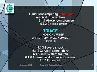 ER - Emergency department triage policy | ODP