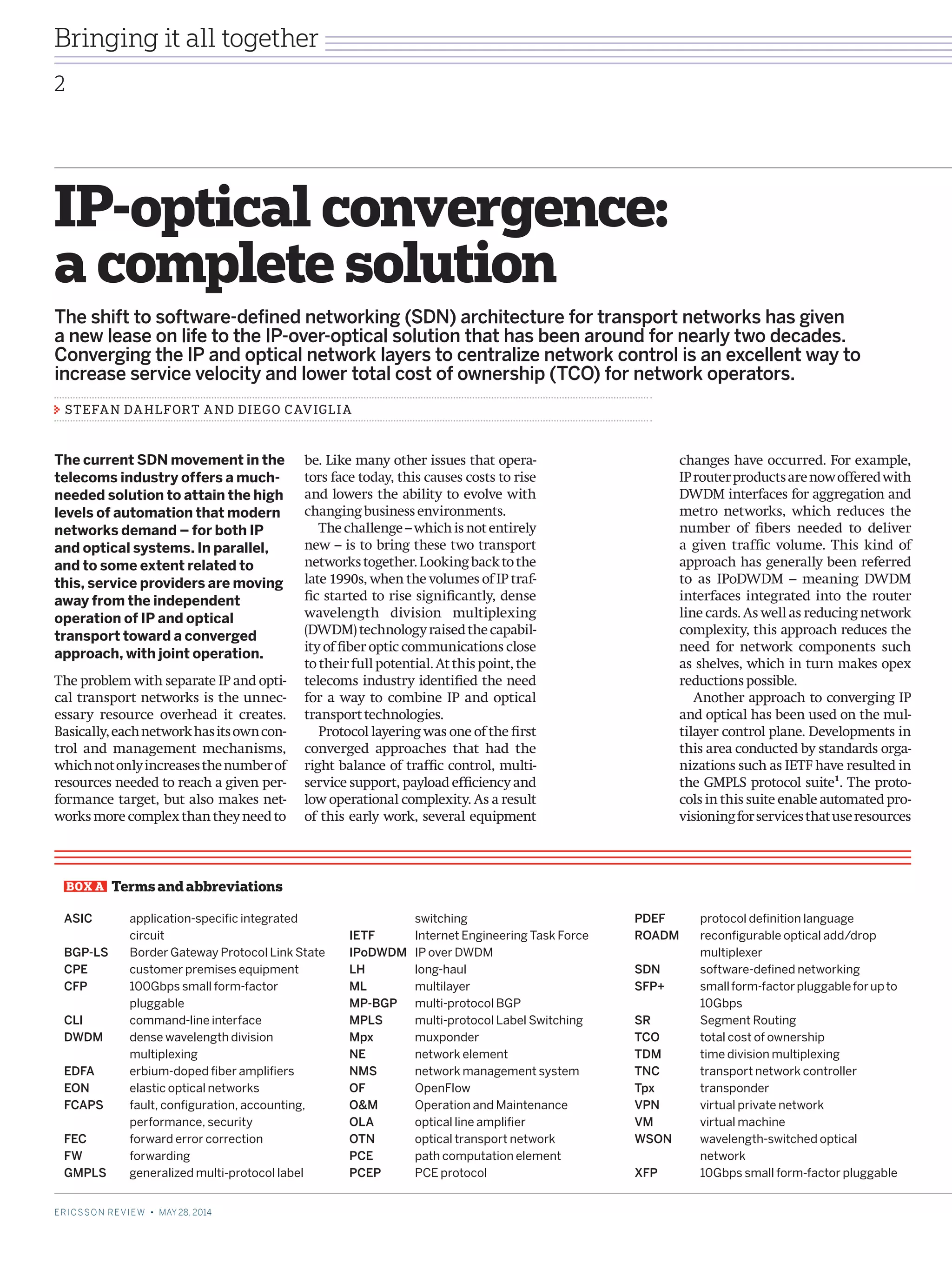 IP-optical convergence: a complete solution | PDF