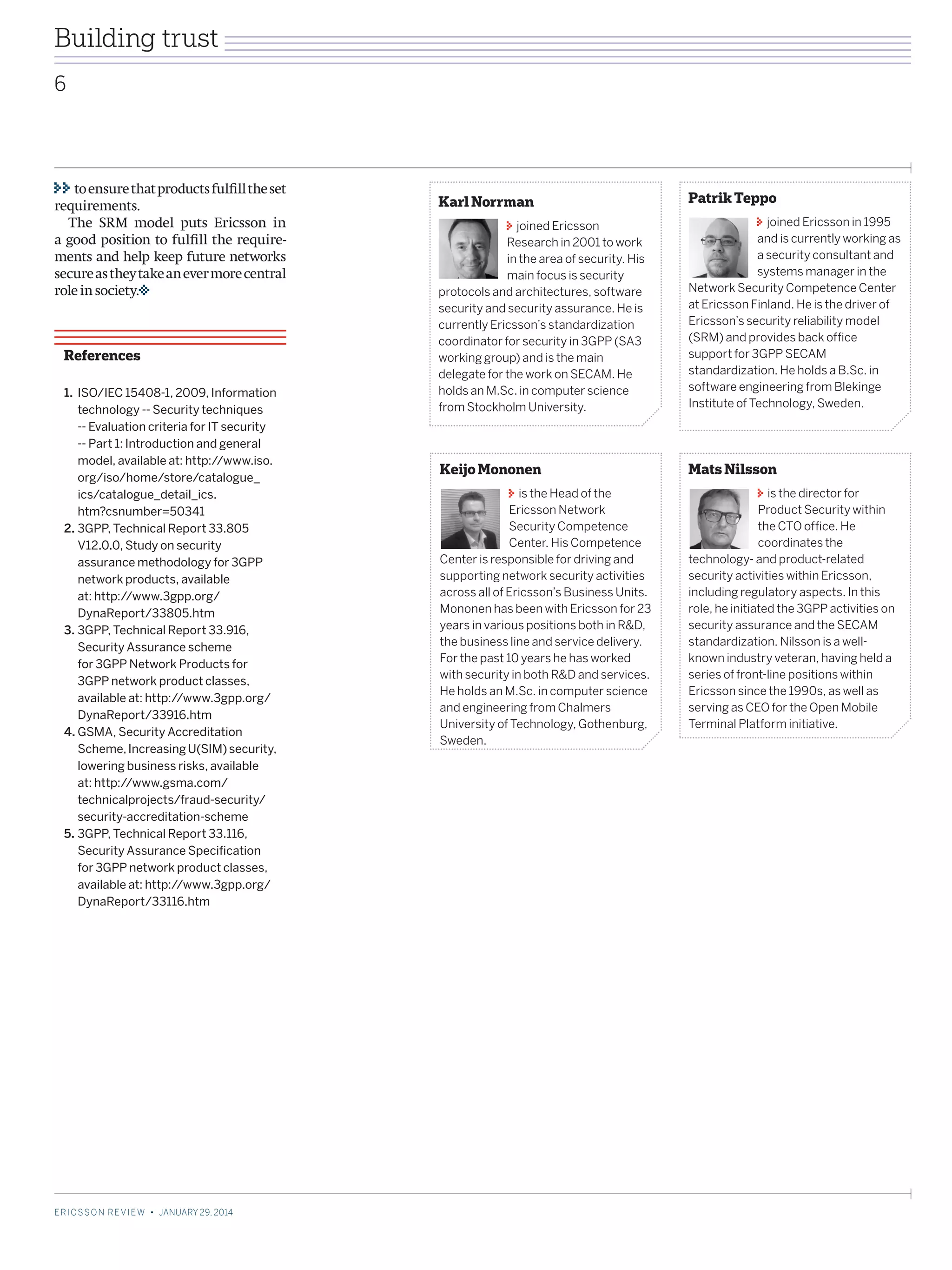 Ericsson Review: Setting the standard: methodology counters security ...