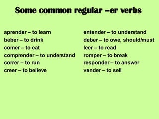Verbs that end in -er | PPT