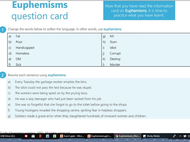 Lesson 2: Euphemism | PPT