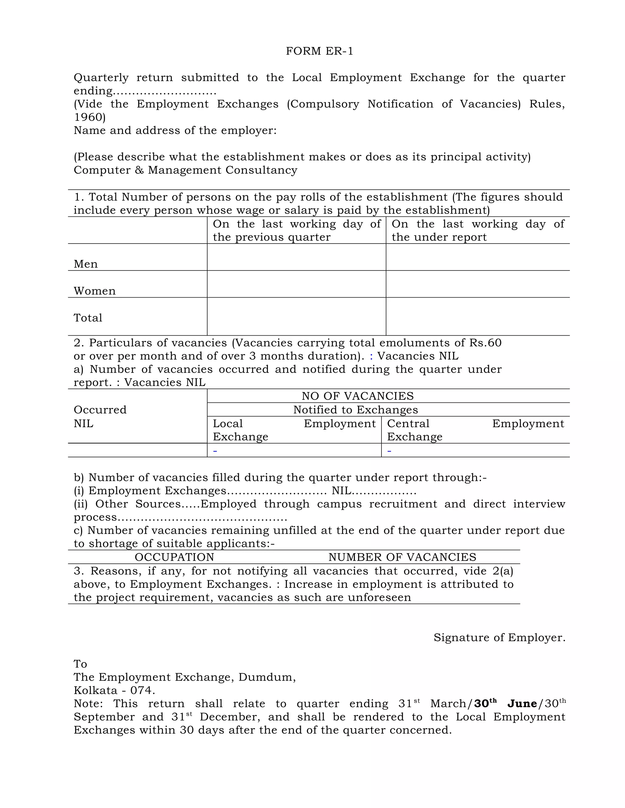 Er1 employment exchange | DOC