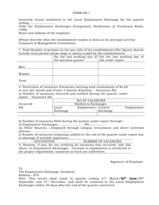 Er1 employment exchange | DOC | Job Market | Economy