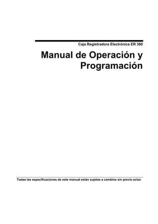 Manual de Programación SAM4S ER-380 | PDF