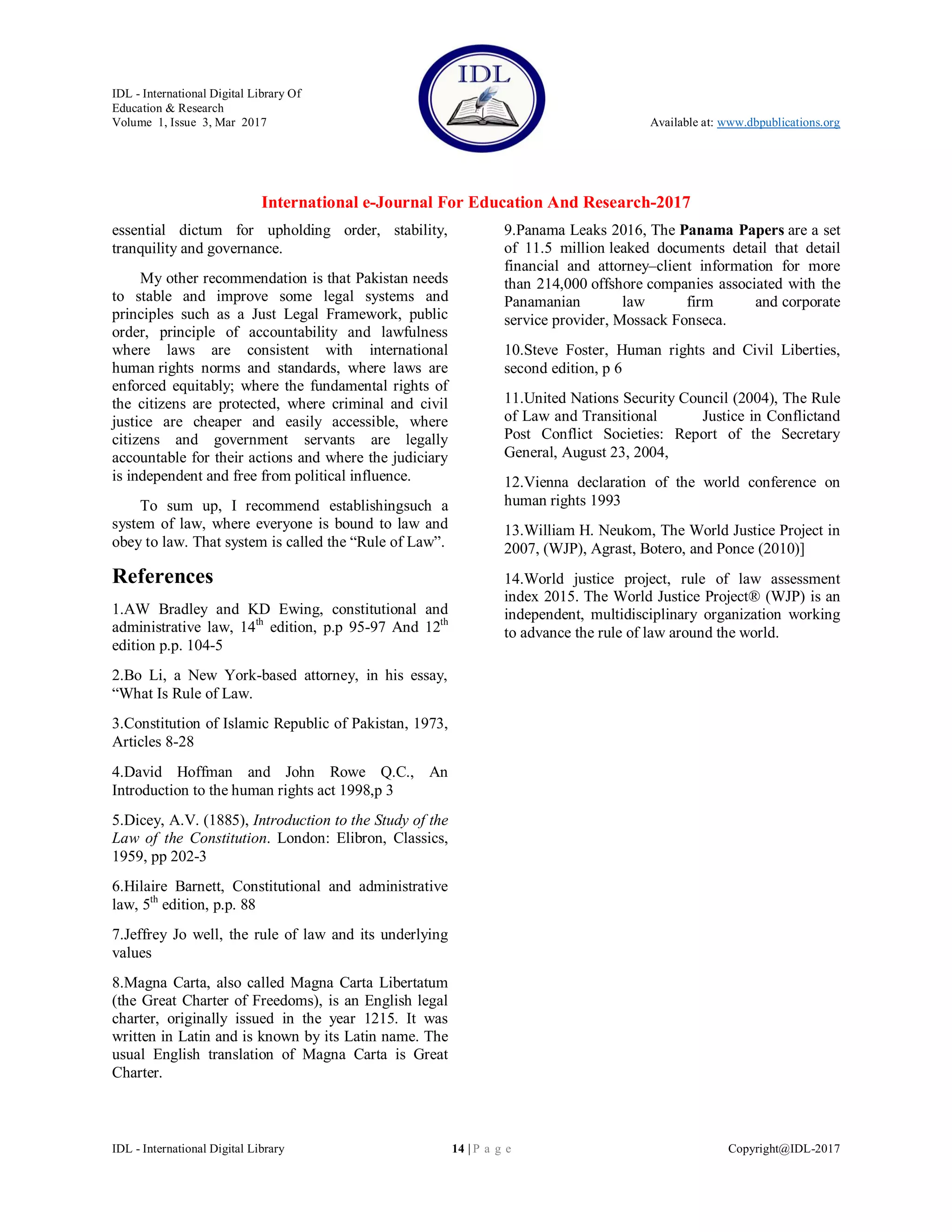 A Brief Assessment of Rule of Law and Human Rights under the ...