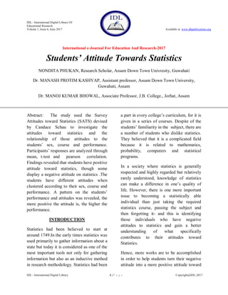 Students’ Attitude Towards Statistics | PDF