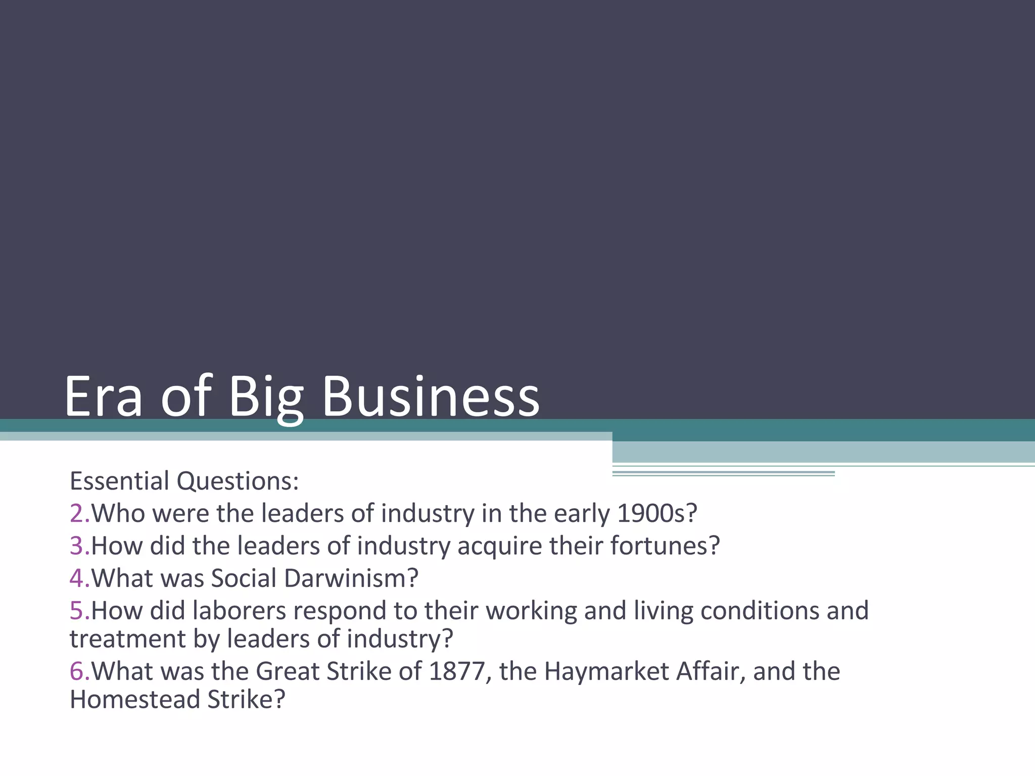Era Of Big Business | PPT