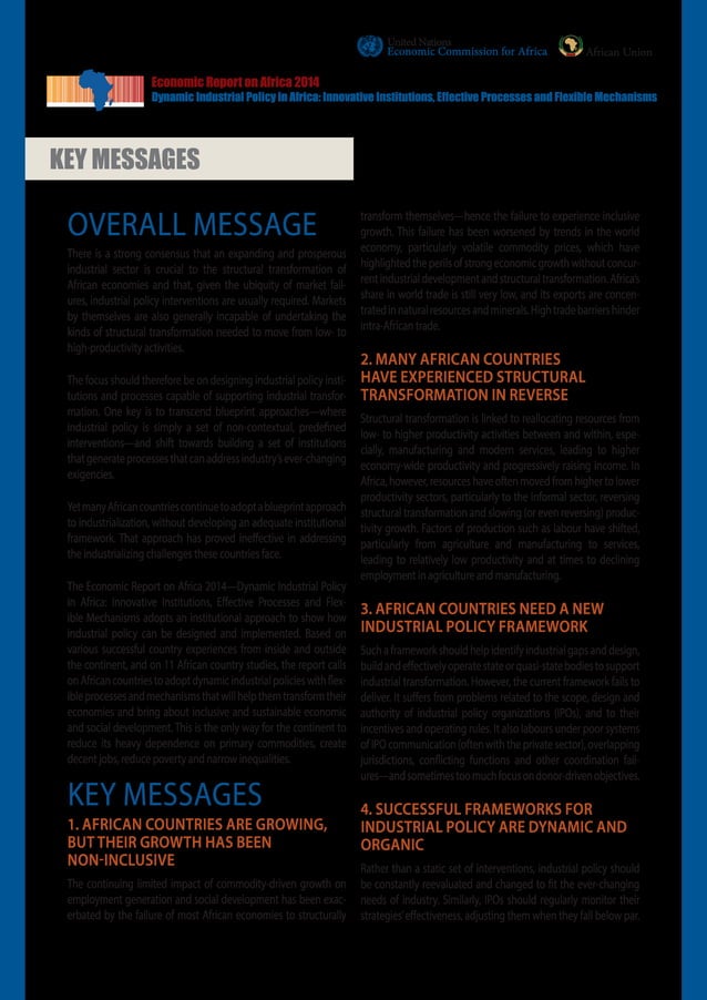 Economic Report Africa 2014 key messages: Overall Message | PDF