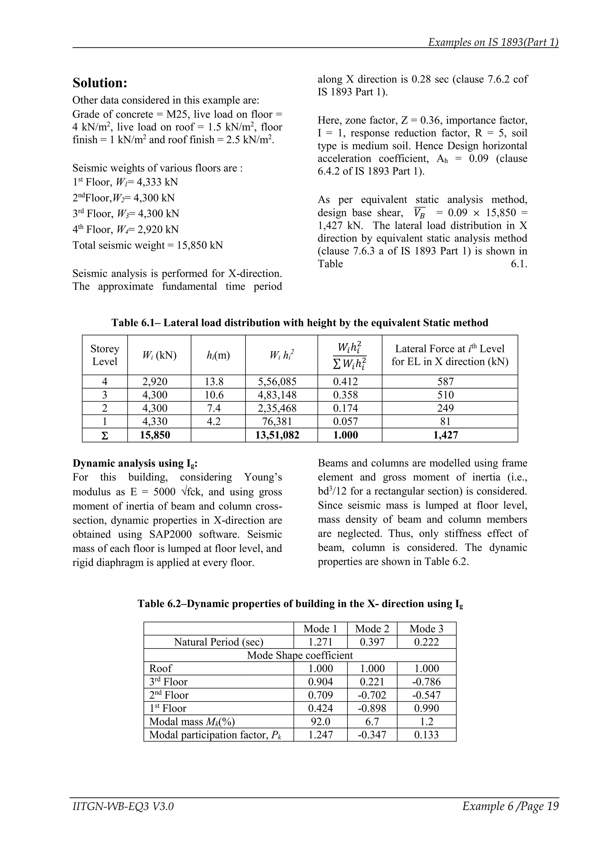 Explanatory Examples on Indian Seismic Code IS 1893 (Part I) | PDF