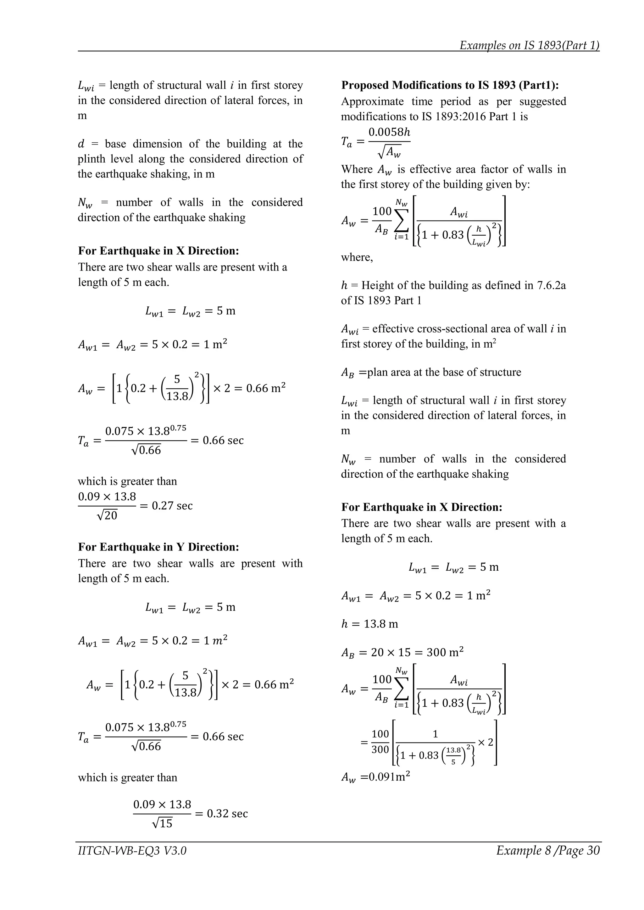 Explanatory Examples on Indian Seismic Code IS 1893 (Part I) | PDF
