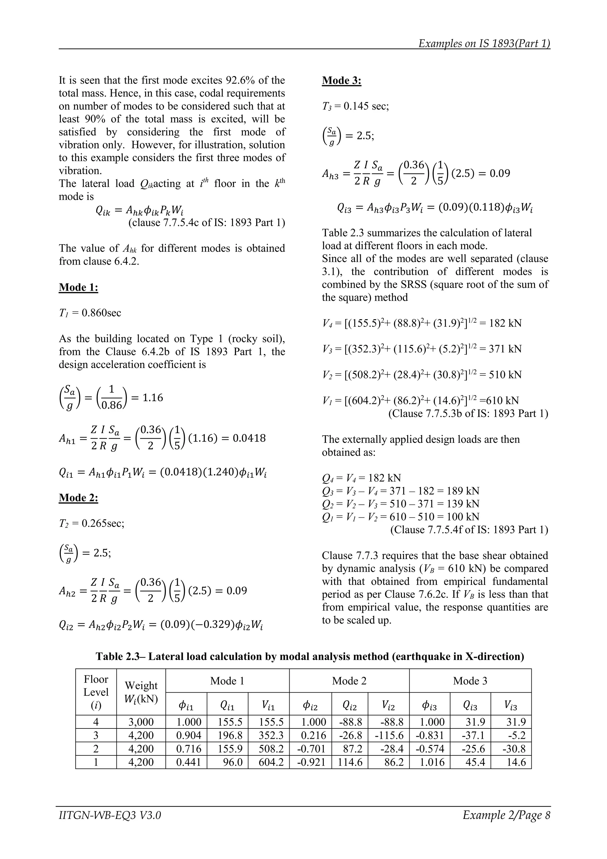 Explanatory Examples on Indian Seismic Code IS 1893 (Part I) | PDF