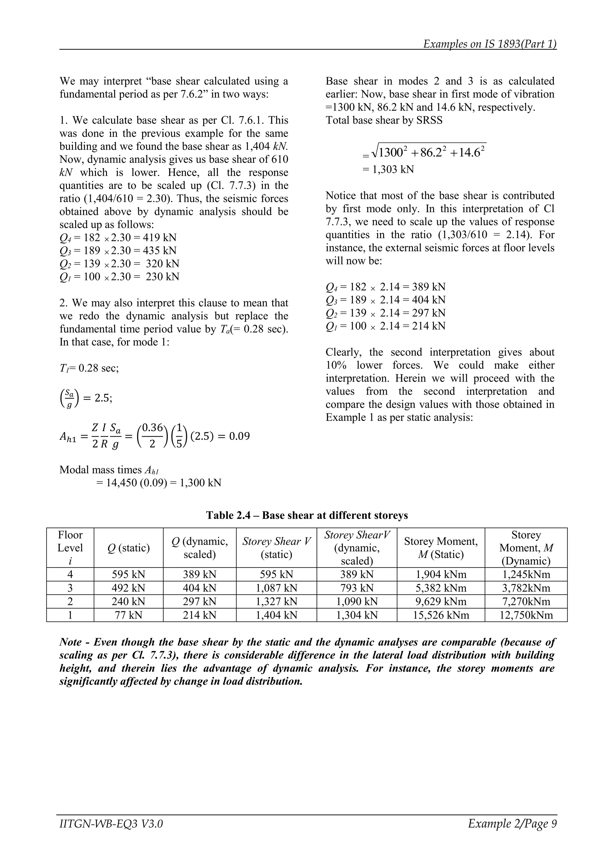 Explanatory Examples on Indian Seismic Code IS 1893 (Part I) | PDF