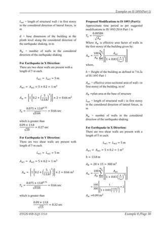 Explanatory Examples on Indian Seismic Code IS 1893 (Part I) | PDF
