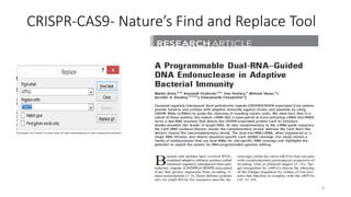 Bacterial Adaptive immunity, Gene drives and the genetic control of ...
