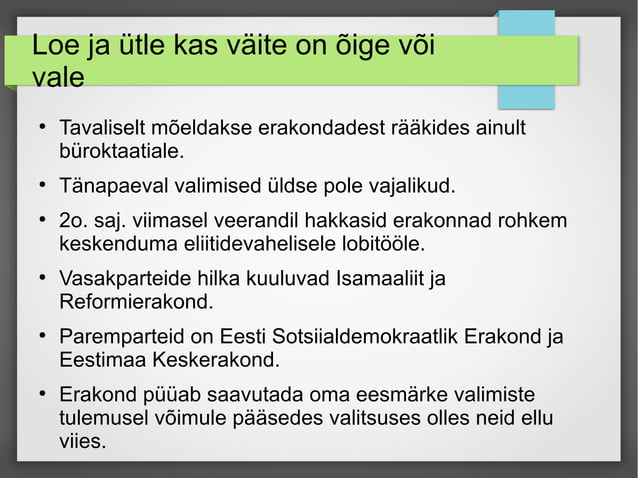 Eesti erakonnad | PPT