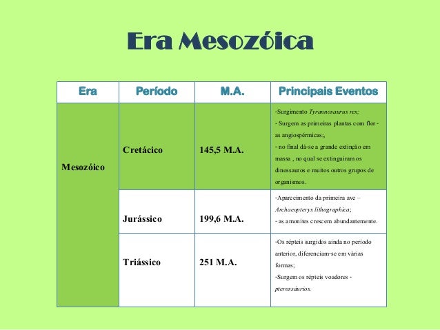 Mesozoico Etapas